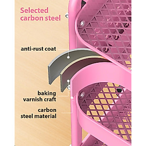 ALVOROG 3-Tier Rolling Utility Cart Movable Storage Organizer Shelves with Wheels and Hanging Cups Multifunctional Service Cart for Kitchen, Office, Coffee Bar-Black