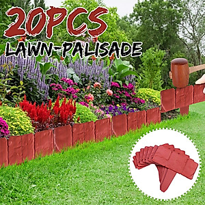 20x Cobbled Stone Effect Plastic Fence Garden Lawn Yard Plant Edging Border