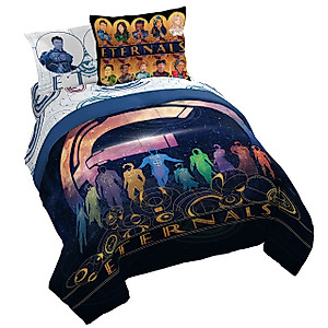 Jay Franco Marvel Eternals Space Force 7 Piece Queen Size Bed Set - Includes Comforter & Sheet Set Bedding - Super Soft Fade Resistant Microfiber (Official Marvel Product)