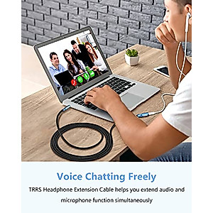 MillSO Headphone Extension Cable 3.5mm Male to Female 4 Pole TRRS Extension Cable [Nylon Braid] Stereo Aux Extension Cable Audio Cord Extender for PC, Smartphone, Speaker - Young Series (4ft/1.2m)