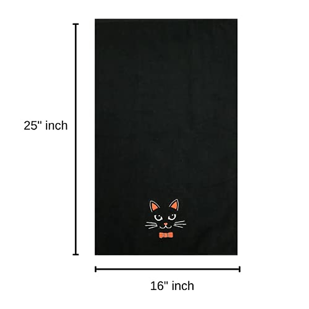 Decorative Halloween Hand Towels: Black Plush Velour Cotton Embroidered Design, Set of 2 (Cat)