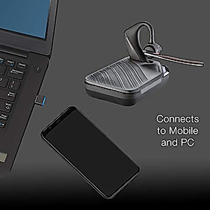 Plantronics Voyager 5200-UC Bluetooth Headset Bundle 206110-01 - for Smartphones, PC, iOS, Mac, Softphones, Tablets Includes 2-Port USB Charger - Vehicle/Home