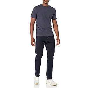 Amazon Essentials Men's Regular-Fit Short-Sleeve Crewneck T-Shirt, Pack of 2, Black/Navy Heather, Medium