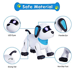 yiman Remote Control Robot Dog Toy, Programmable Interactive & Smart Dancing Robots for Kids 5 and up, RC Stunt Toy Dog with Sound LED Eyes, Electronic Pets Toys Robotic Dogs for Kids Gifts Blue