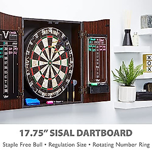 Viper by GLD Products Vault Deluxe Dartboard Cabinet with Shot King Sisal Dartboard and Illumiscore Scoreboard, Wood