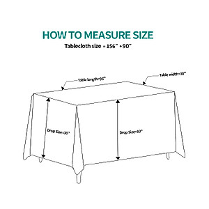 Surmente Tablecloth 90 * 156-inch Rectangular Polyester Table Cloth，Dining Table Cover for Weddings, Banquets, or Restaurants Indoor and Outdoor(Black)……