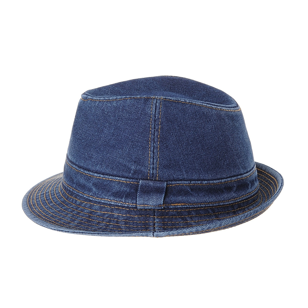 WITHMOONS Denim Bucket Hat Plain Stitch Washed Short Brim Packable Fedora Cap DW6646 (Blue-L)