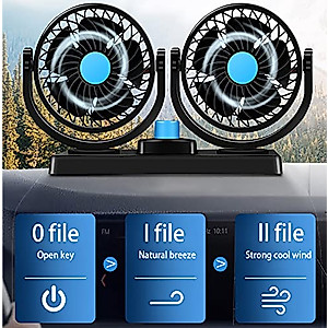 Car Fan, Electric Car Fans for Rear Seat Passenger Portable Car Seat Fan Headrest 360 Degree Rotatable Backseat Car Fan (24V Cigarette Lighter)