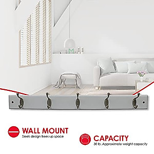 Home Basics Durable 5-Double-Hooks Wall Mounted Hanging Rack (White) | Place in Entry Way | Hanging in a Garage | Store Essentials Before You Leave The House