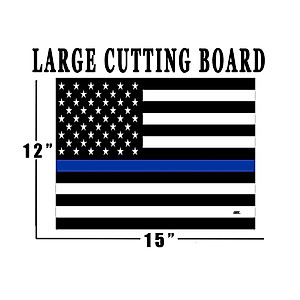 The Thin Blue Line Flag Glass Cutting Board Decorative Police Officer Sheriff Deputy Law Enforcement PD Department Design