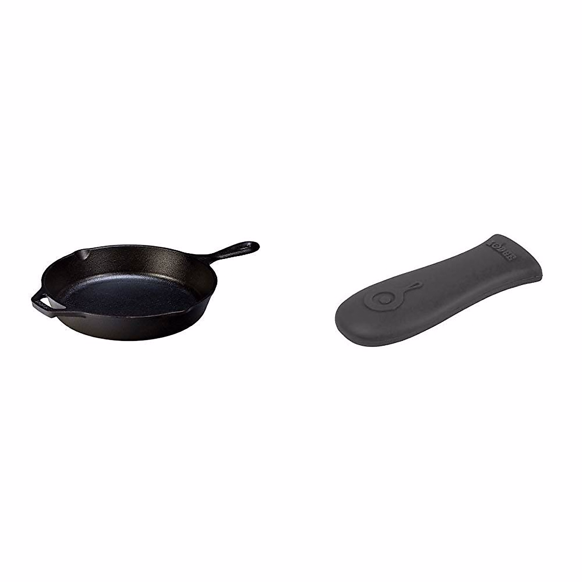 Lodge Cast Iron Skillet, Pre-Seasoned, 10.25-inch & Lodge ASHH11 Silicone Hot Handle Holder, Black