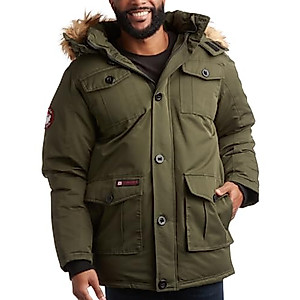 CANADA WEATHER GEAR Men's Winter Coat - Heavyweight Teflon Canvas Parka Jacket (M-XXL), Size XX-Large, Olive Green