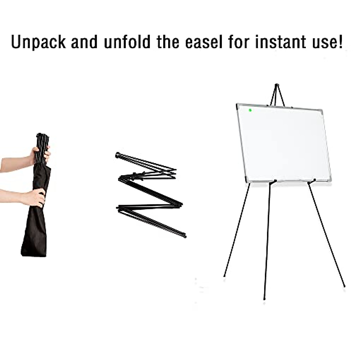 Artist Easel Stand for Display Wedding Sign & Poster - 63 Inches Tall Easle for Display Holder - Portable Collapsable Poster Easel - Floor Adjustable Metal Painting Easels Tripod Black