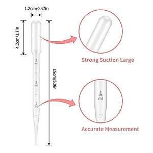 KINGLAKE Plastic Transfer Pipettes 3ML,Essential Oils Pipettes,Graduated,Pack of 100, Makeup Tool