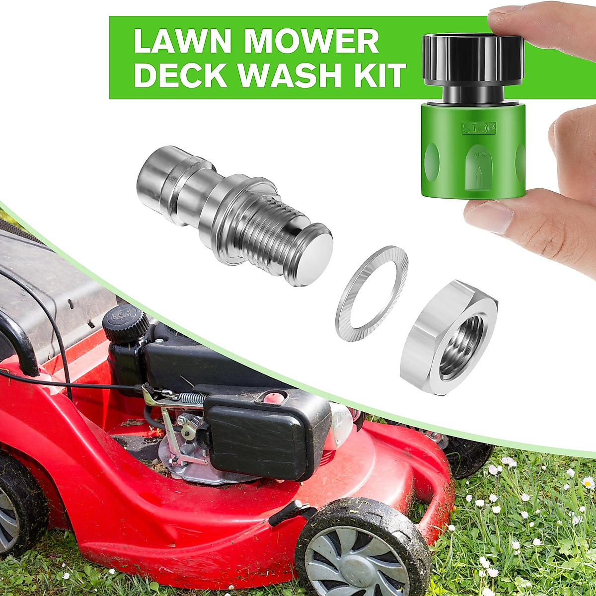 Dreyoo Lawn Mower Deck Wash Kit, Deck Wash Adapter Attachment Kit, Riding Lawn Mower Cleaning Accessories, Compatible with Cub Cadet, MTD, Troy-Bilt, Craftsman Tractor