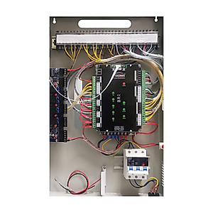 Visionis VS-AXESS-4DLX Version 2 Four Door Professional Access Control Panel Controller Board and Power Supply Cabinet with TCP/IP Wiegand Software 20,000 Users + Fire Alarm Extension Board