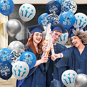 2024 graduation party decorations, 70pcs graduation balloons blue and white graduation decorations for college high school class of 2024 congrats grad party decor