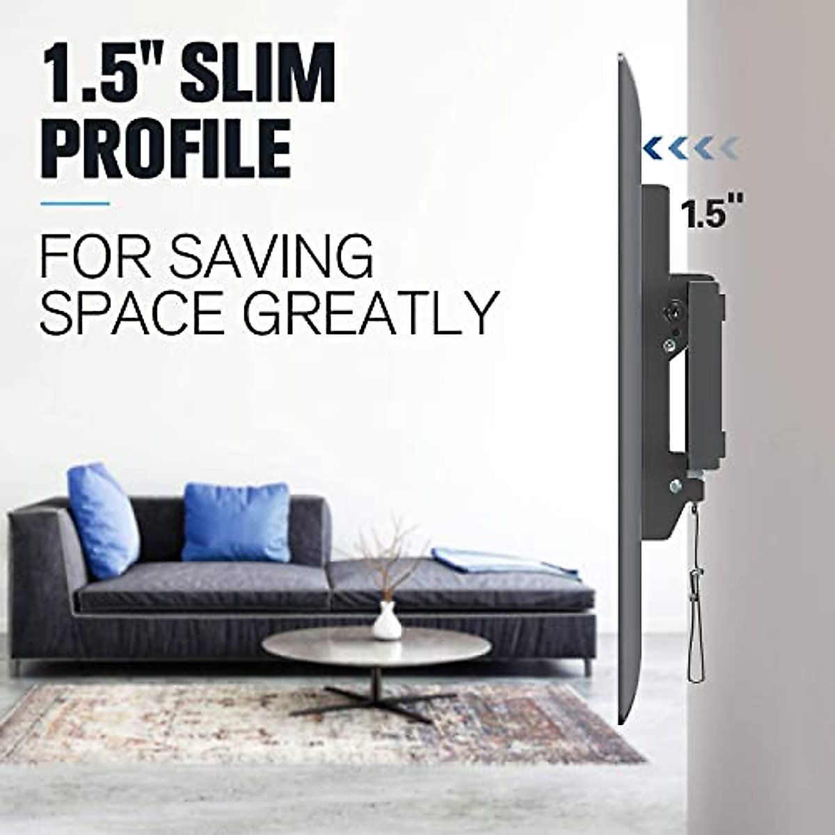 Mounting Dream Tilting TV Mounts for Most 26-55 Inch LED, LCD TVs up to VESA 400 x 400mm and 88 LBS Loading Capacity, TV Wall Mount with Unique Strap Design for Easily Lock and Release MD2268-MK