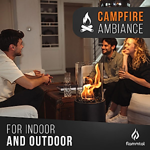 Flammtal - Freestanding Fire Pit [8h Burning Time] - Large Standing Ethanol Fireplace for Indoor & Outdoor - Smokeless Fire Pit with Adjustable Flame - Portable Indoor Fire Pit - Patio Fire Pit