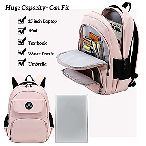 mygreen Laptop Backpack Large Computer Backpack Fits up to 15.6 Inch Laptop Water-Repellent School Travel Backpack Casual Daypack for Business/College/Women/Men Pink