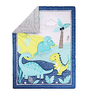 UDYR Dinosaur Crib Bedding Set for Boys 3 pcs(Blue)
