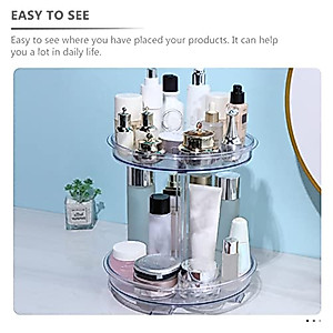 DOITOOL Kitchen Jar Holder Turntable Rack 2-Tier Rotating Cosmetics Organizer Makeup Storage Holder Kitchen Counter Cabinet Organizer Tray Seasoning Bottle Rack