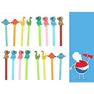 RECHENG Cute dinosaur black ink pens,Cartoon fun kawaii writing gel pens for kids office school supplies,16pcs Set (cute dinosaur)