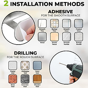 Stainless Steel Paper Towel Holder Heavy Duty Wall Mounted Self-Adhesive or Drilling Hand Towel Holder for Kitchen, Pantry, Sink, Bathroom (Silver)