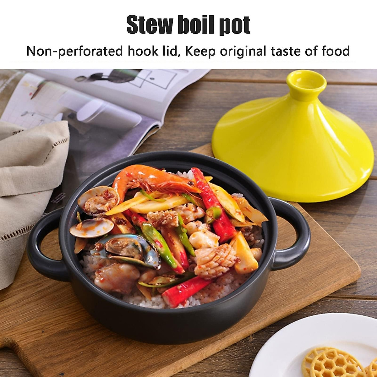 Xgxoz Tagine Pot for Cooking Ceramic Casserole Dish with 2 Handles And Cone-Shaped Lid Tajine Pot Soup Pot Slow Cooker