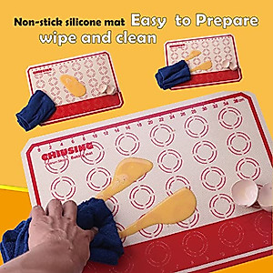 Silicone macaron baking mats with measurements,6 piece BPA free macaron silicone bake pastry mat for cake,cookie,pizza and macaron