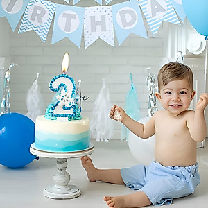 iNINGER Frozen Snow Themed Birthday Candles,Snowflake Birthday Candles Number 5 Candle,Snow Themed Birthday Candles for Cake,Blue White Birthday Candles Cake Toppers Birthday Party Supplies