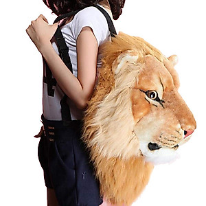 WYIKE Domineering 3D Animal Head Backpack Bengal Tiger Head Backpack/Lion Head Backpack and Wall Mount (Large, Lion)