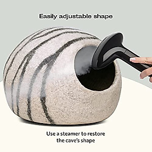 MEOWFIA Premium Felt Cat Bed Cave - Handmade 100% Merino Wool Bed for Cats and Kittens (Light Shades) (Medium, Light Grey)