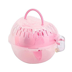 CUYT Breathable Cage Hamster Toy,Mouse Cage,with 11cm Exercise Wheel Multi-Functional Small Hamster Cage,for Travel for Picnic Indoor outdoor(Pink)