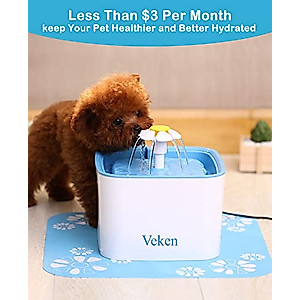 Veken 8 Pack Replacement Filters for 84oz/2.5L Automatic Pet Fountain Cat Water Fountain Dog Water Dispenser