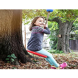 IFOYO Climbing Rope Swing for Trees, Heavy Duty Plastic Disc Swing Seat for Kids and Adults Outdoor Tree Backyard Playground Swing, Red