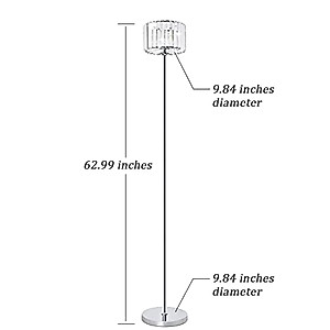 Ralbay Modern Crystal Glam Floor Lamp with Crystals, Bright Floor Lamp with Push Button(Bulb Excluded)