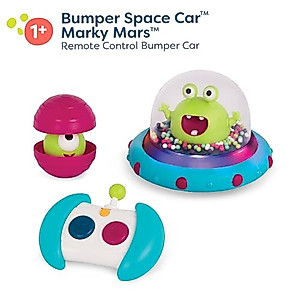 B. toys- Vehicle Bumper Space Car-Light-Up- Simple Remote Control Car for Toddlers with Alien Driver- Marky Mars- 12 months +