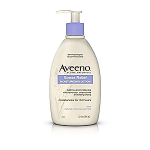 Aveeno Stress Relief Moisturizing Body Lotion with Lavender, Natural Oatmeal and Chamomile & Ylang-Ylang Essential Oils to Calm & Relax, 12 fl. oz (Pack of 2)