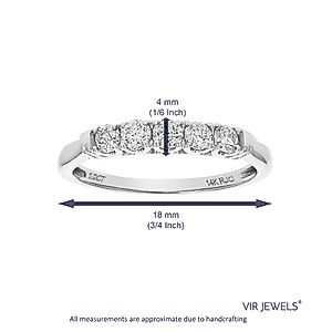 VIR JEWELS 1/2 cttw 5 Stone Diamond Ring Engagement Bridal in 14K White Gold Round Prong Size 6