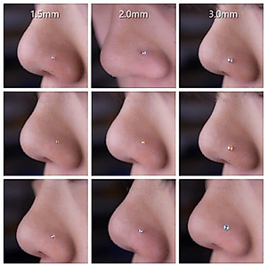 D.Bella 18G 20G Threadless Push in Nose Studs for Women Surgical Steel Straight Bar Nose Rings Studs 2mm 3mm 4mm Diamond CZ Nose Piercings Nostril Piercing Jewelry