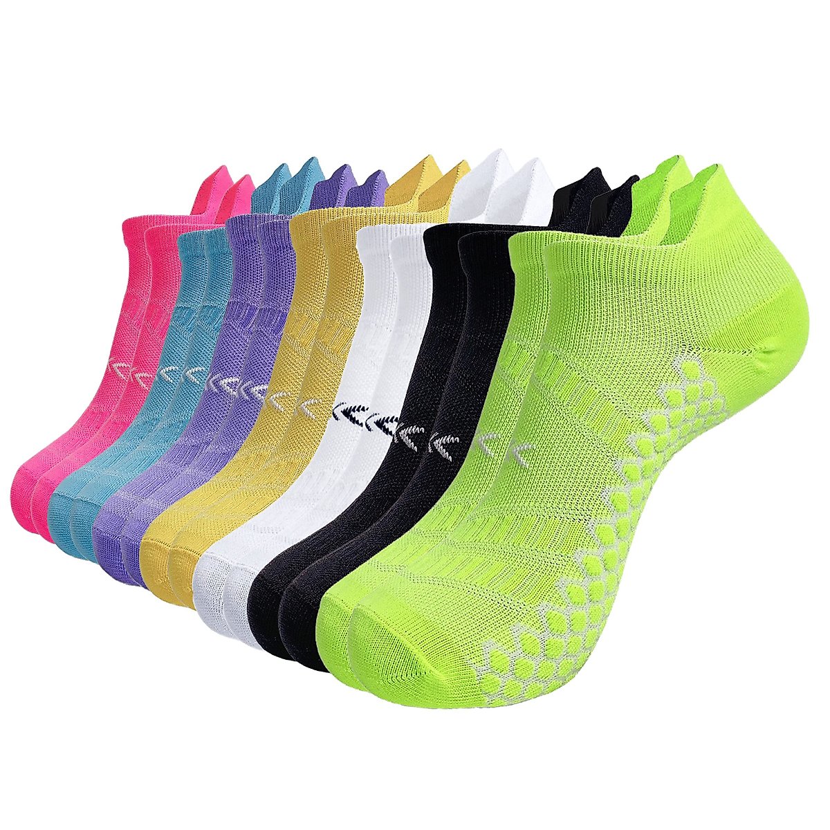 FESIMNUCV socks for men and Women 7Pairs，Low Cut Compression Running Sock with Ankle Support (as1, alpha, l, x_l, regular, regular, 7 colors)
