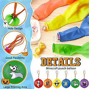 24 Pcs Nightmare Christmas Punch Balloons Nightmare Christmas Party Favors Latex Bounce Balloons with Rubber Band Handle for Birthday Party