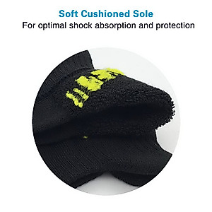 BERING Women's Athletic Running Cushioned Ankle Socks, Size 6-9, Black, 6 Pairs