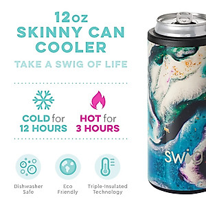 Swig Slim Can Cooler, Insulated Skinny Can Holder, Stainless Steel Can Cooler for Tall Skinny Cans, Skinny Can Cooler Compatible with White Claw, Truly, High Noon, Michelob Ultra (Aurora)