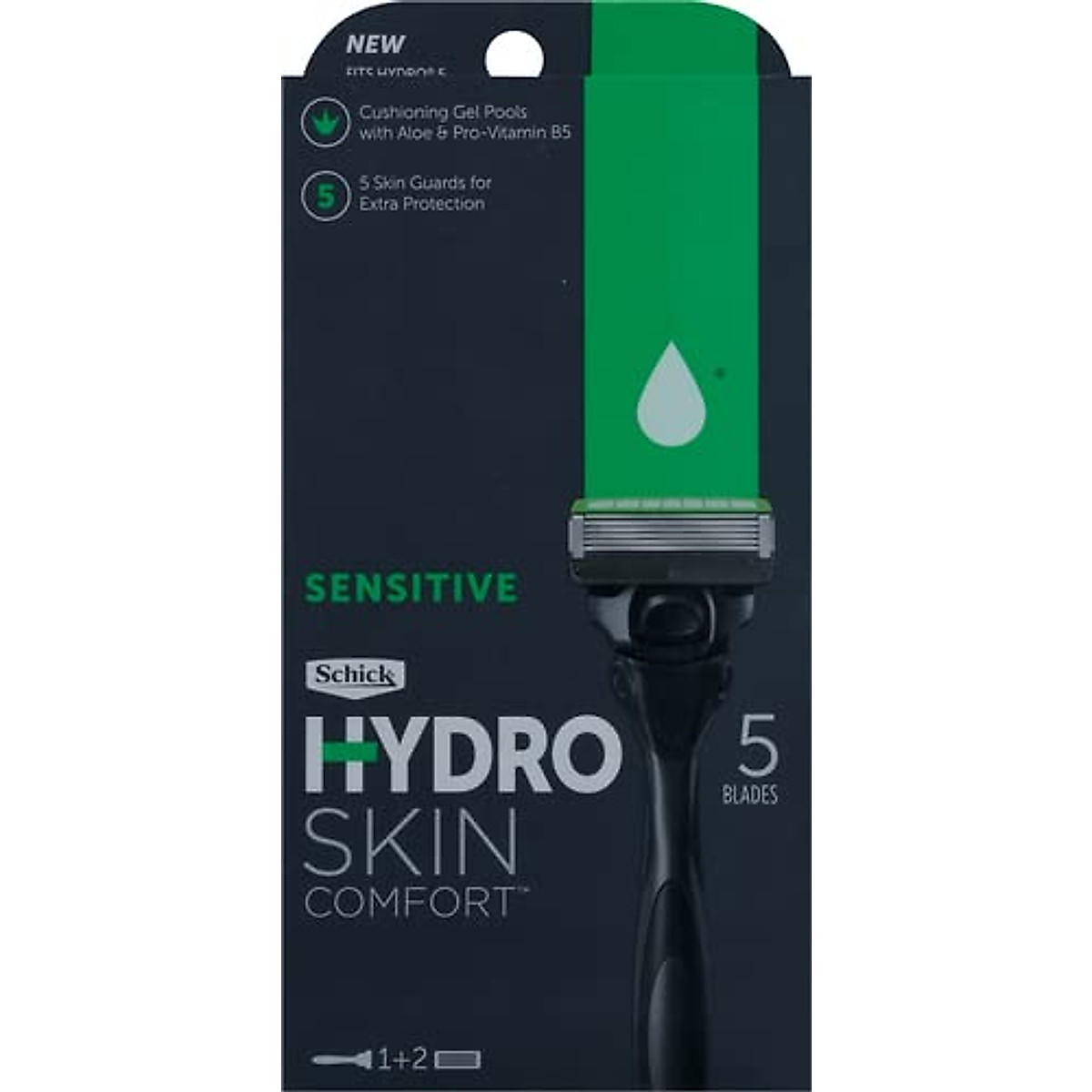 Schick Hydro Skin Comfort Sensitive Razor & 2 Refills, 1Count