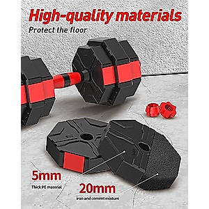 Loupusuo Adjustable Dumbbell Set 55LBS/70LBS Free Weights Set with Connector, 4 in1 Dumbbells Set Used as Barbell, Kettlebells, Push up Stand, Fitness Exercises Home Gym Workouts for Men/Women(55LBS)