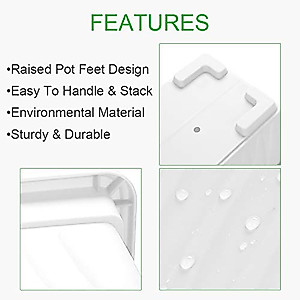 GROWNEER 3 Packs 17 Inches White Flower Window Box Plastic Vegetable Planters with 15 Pcs Plant Labels, for Windowsill, Patio, Garden, Home Décor, Porch