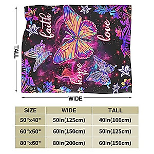 Butterfly Blanket Colorful Butterfly Fleece Throw Blanket Super Soft Cozy Warm Plush Blanket Gifts for Kids Women 40"X50"