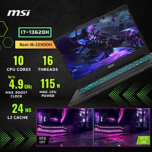 MSI Cyborg 15 2023 Gaming Laptop, 144Hz 15.6" FHD, Intel Core i7-13620H(>i9-12900H, 10 Cores, Upto 4.90 GHz), GeForce RTX 4050, Backlit Keyboard, RJ45, Windows 11 Pro, Black(64GB DDR5 RAM | 2TB SSD)